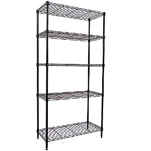 BestOffice 5-Shelf Home-Style Black Steel Wire Shelving 36 by 14 by 72-inch Storage Rack 5