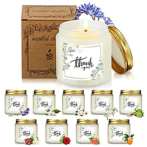 10 Pcs Thank You Candles Soy Wax Scented Glass Jar Candles 3.5 oz Bridal Shower Gifts for Guests Baby Shower Favors for Guests Teacher Appreciation Gifts Thank You Gifts for Women, 10 Fragrance