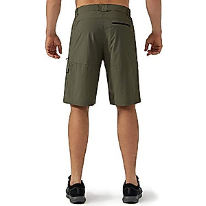CRYSULLY Men's Outdoor Quick Dry Cargo Shorts Summer Climbing Shorts with Pockets Army Green