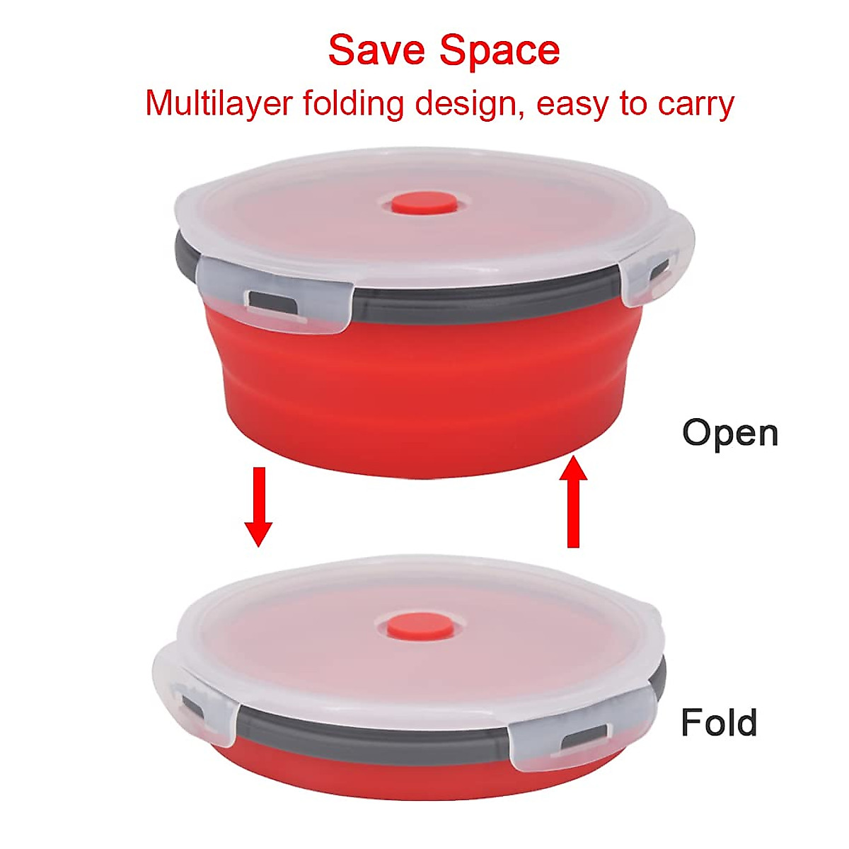 Guyuyii 4 Pack Collapsible Bowls for Camping - Space-Saving, Microwave, Dishwasher and Freezer Safe Camping Bowl with Lid for Travel, RV, Outdoor Adventures - 4 Sizes (1200 ml, 800 ml, 500 ml, 350 ml)