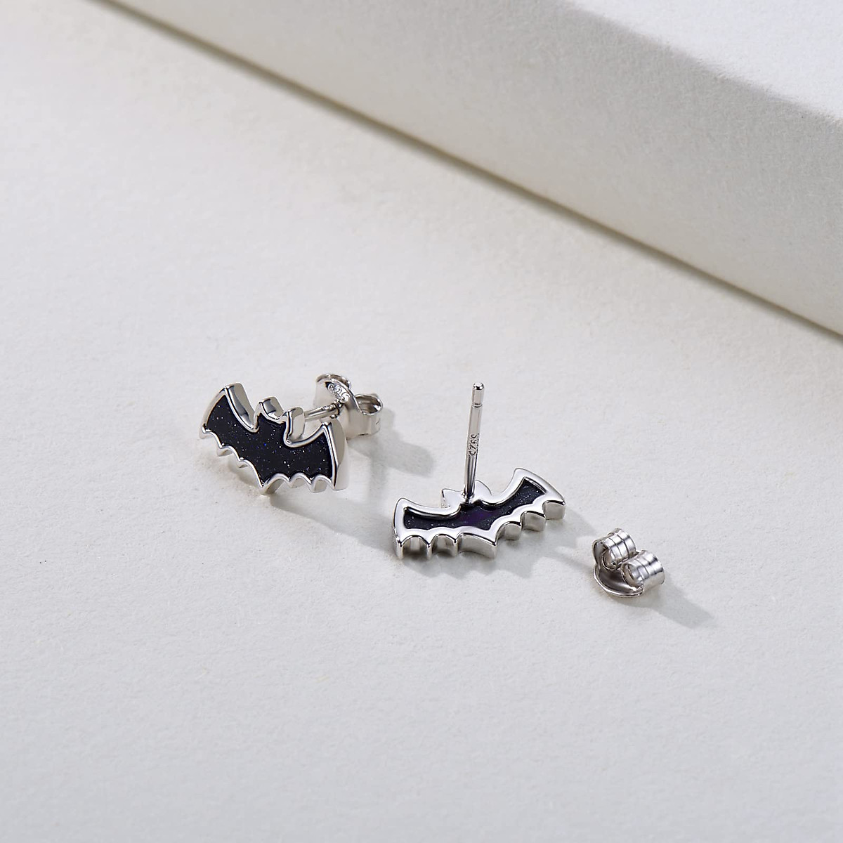 Black Bat Earrings 925 Sterling Silver Halloween Bat Stud Earrings Gothic Earrings Halloween Party Jewelry Gifts for Women