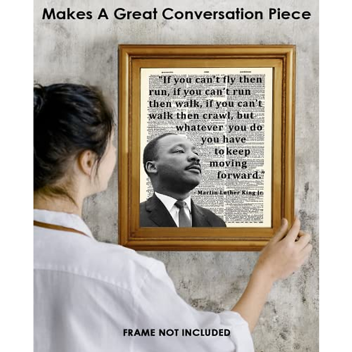 Inspirational Martin Luther King Poster "If You Can't Fly" 8x10 Motivational Wall Art & Positive Affirmations Wall Decor for Bedroom Teen Girl Boy - MLK Quotes Decor & Office Decor for Men, Women