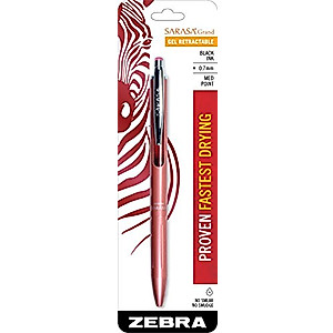 Zebra Pen Sarasa Grand Retractable Gel Ink Pen, Rose Gold Barrel, Medium Point, 0.7mm, Black Ink, 1-Count (45311)