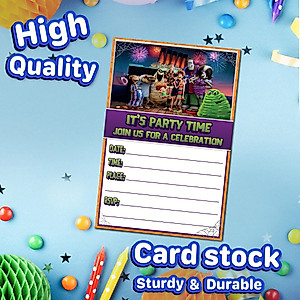 Set of 20 Hotel Transylvania -Themed Happy Birthday Invitation Cards & Envelopes - Lightweight (240g), Postcard Style Invites for the Perfect Party Pack