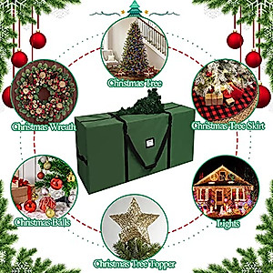 AerWo Christmas Tree Storage Bag, Extra Large Christmas Storage Containers Fits Up to 9ft Artificial Tree, Heavy-Duty Waterproof 600D Oxford Xmas Holiday Tree Bag with Card Slot(65” X 31” X 15”, Green)