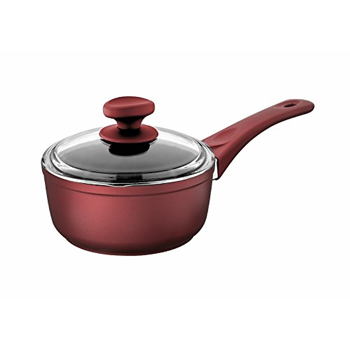 Saflon Titanium Nonstick 3-Quart Sauce Pan with Tempered Glass Lid, 4mm Forged Aluminum with PFOA Free Coating from England (Red)
