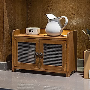 COLLECTIVE HOME - Storage Cabinet, Mini Countertop Cabinet, Wood Organizer for Kitchen Living Room Bedroom Bathroom Office with Magnetic Door, 14.5 x 6.5 x 10 (Brown)