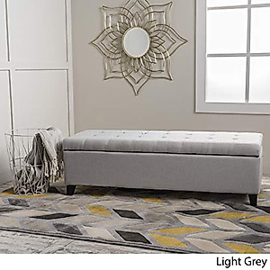 Christopher Knight Home Ottilie Fabric Storage Ottoman, Dark Blue & Mission Fabric Storage Ottoman, Light Grey