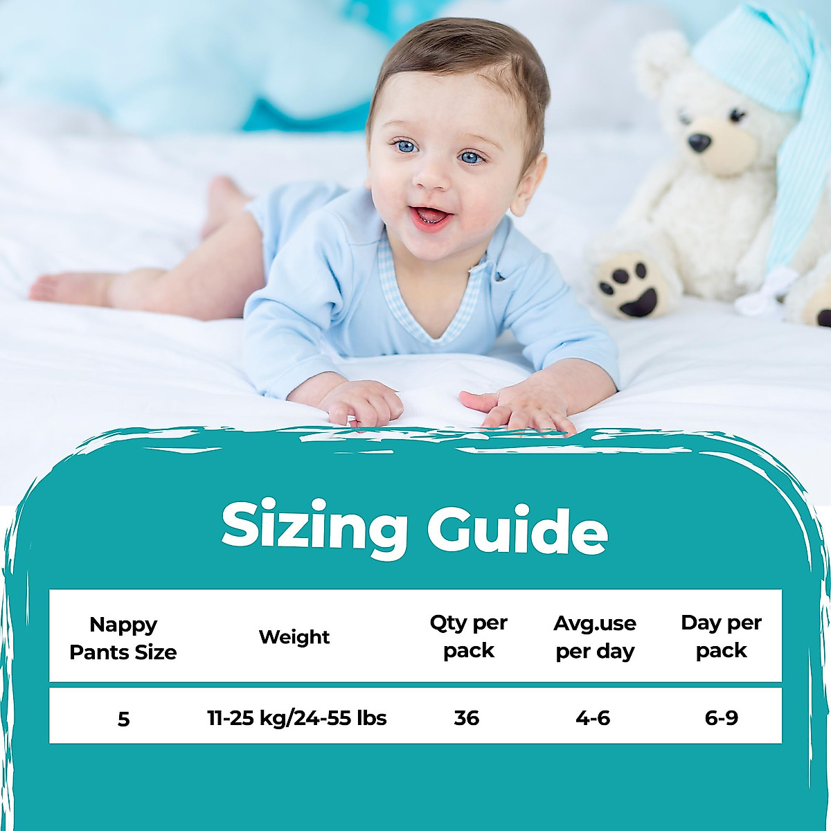 Mum & You Nappychat Premium Performance Eco Diapers, Size 5 (36 Diapers) Smart Tube Technology Leak Protection. 100% Recyclable. Hypoallergenic, Dermatologically-Tested. No Lotion, Perfume or Dyes.