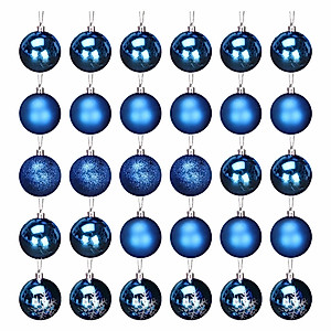 QAZIUY Christmas Balls Ornaments Set Christmas Tree Accessories 2.36" Christmas Decoration Ball 6cm/2.36in Shatterproof Christmas Decoration Suit 4 Styles 30pc in Total