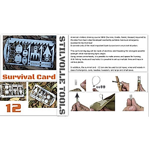 Stilvolle Tools Survival Card Tool Hook Size That Contains The 12 Features to Help Survival Card 12 Survival time to Card Size, Hook Small, Arrowhead A, Arrowhead B, (Silver)