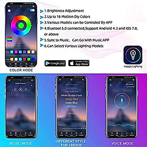 Kairiyard 8PCS Motorcycle Underglow LED Light Kit, App Control Multicolor Motorcycle LED Light Kit Music Sync RGB Strips Light Waterproof for Harley Davidson Honda Kawasaki Suzuki