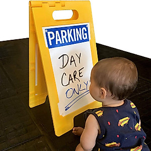 SmartSign - SF-0318-FB-25x12-DE "Parking" Blank Write-On Folding Floor Sign | 25" x 12" Plastic