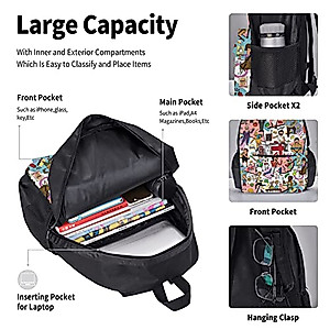 ORPJXIO Backpack 3 Piece Set Bob's Anime Burgers Laptop Backpack Pencil Case Lunch Bag Combination For Travel Work Camping