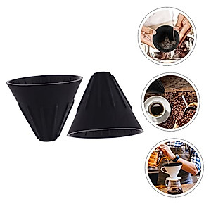 GLSTOY 2 Pcs Coffee Funnel Tea Strainer Espresso Coffee Maker Coffee Filter Holder Expresso Coffee Drip Cone Filter Coffee Dripper Filter Espresso Grounds Coffee Drippers Black
