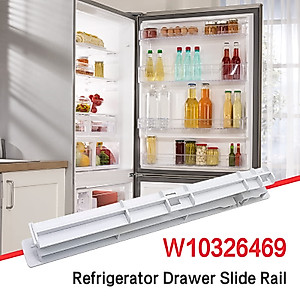 W10326469 Center Drawer Slide Rail by APPLIANCEMATES Compatible with Whirlpool Refrigerator Replace for 8208326 W10326469 WPW10326469 12796401 67004514 AP6019603