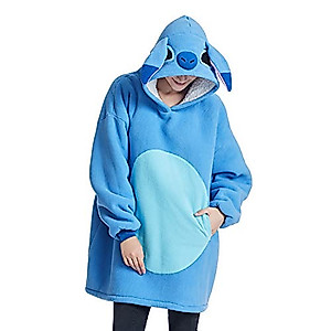 OGU' DEAL Wearable Stitch TV-Blanket Oversized Sherpa Blankets with Hood Pocket and Sleeves for Adults Men Women Teens One Size Fits All