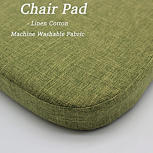 ZYHOONE Chair Pads with Ties for Dining Chairs - Indoor Kitchen Room No Slip Seat Cushion Pad with Machine Washable Cover [14.5 X 15.5 X 2 Inches] - Green