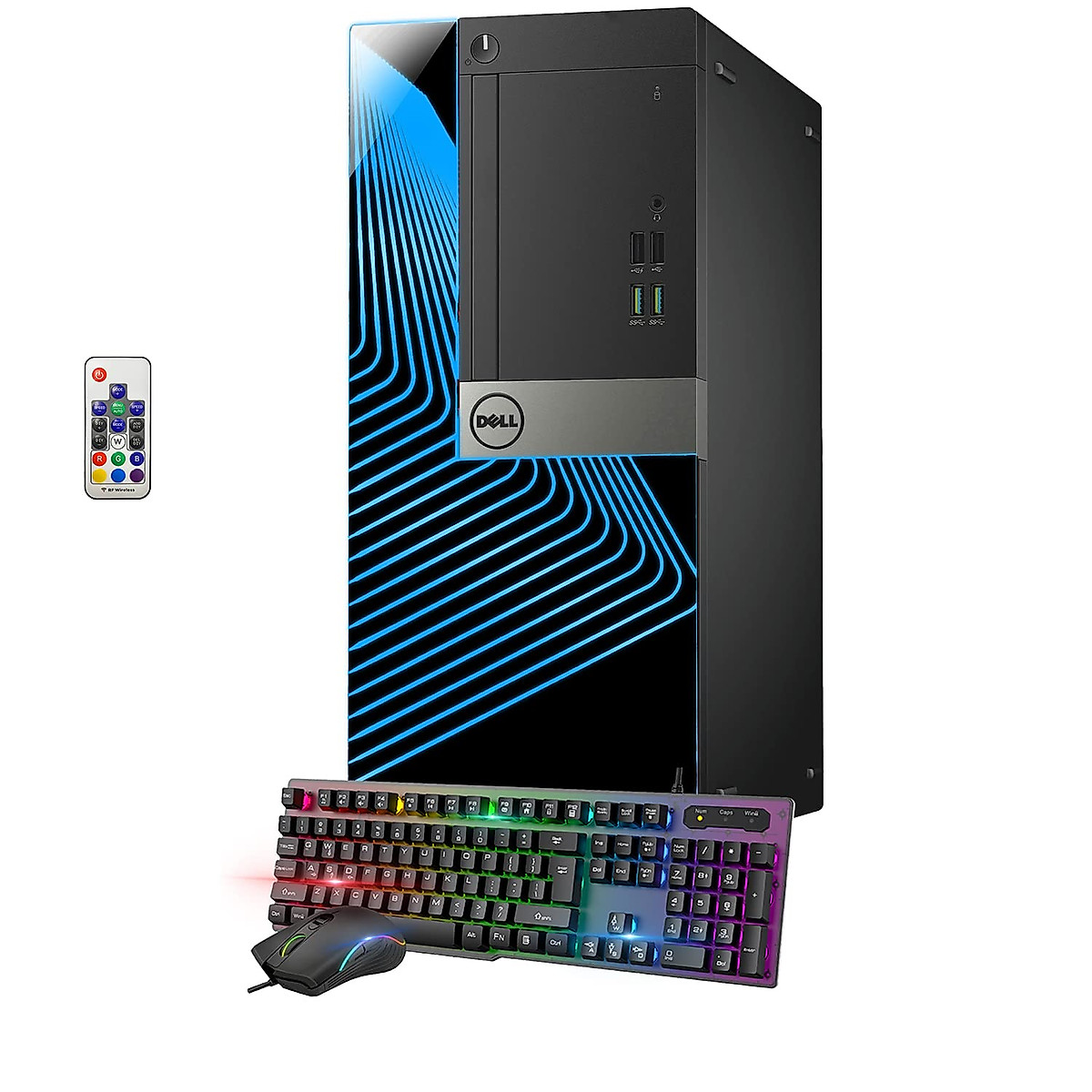 Dell OptiPlex Gaming Tower RGB Lights Computer Intel Core i5 8500 8th Gen Processor Up to 4.10GHz - Radeon RX 550 4GB - 16 GB RAM 512GB M.2 NVME - Windows 11 Pro - WiFi - Bluetooth (Renewed)