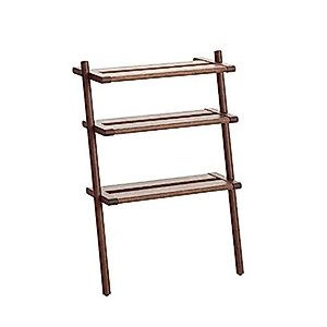Shoe rack NAN Liang Solid Wood 3-Layer Partition Wall Simple Storage Rack Floor Rack Color: Log and Walnut-Convenient (Color : B)