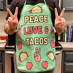 Peace Love Tacos Funny Graphic Novelty Kitchen Accessories Funny Graphic Kitchenwear Cinco De Mayo Funny Food Novelty Cookware Green Oven Mitt