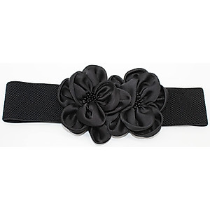 ALAIX Women's Wide Belt Stretchy Chunky Waist Belt Dress Belts Big Flower Cinch Belts Elastic Belts for Women