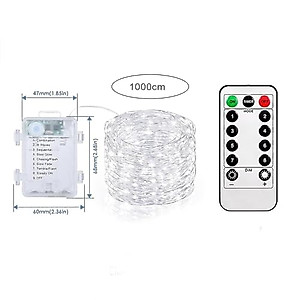 C-LARSS Battery Operated Fairy Lights 3 Pcs Copper Wire Waterproof Operated Led with Remote Control Dimmable Timer Function 8 Lighting Modes Garden Christmas White Light.