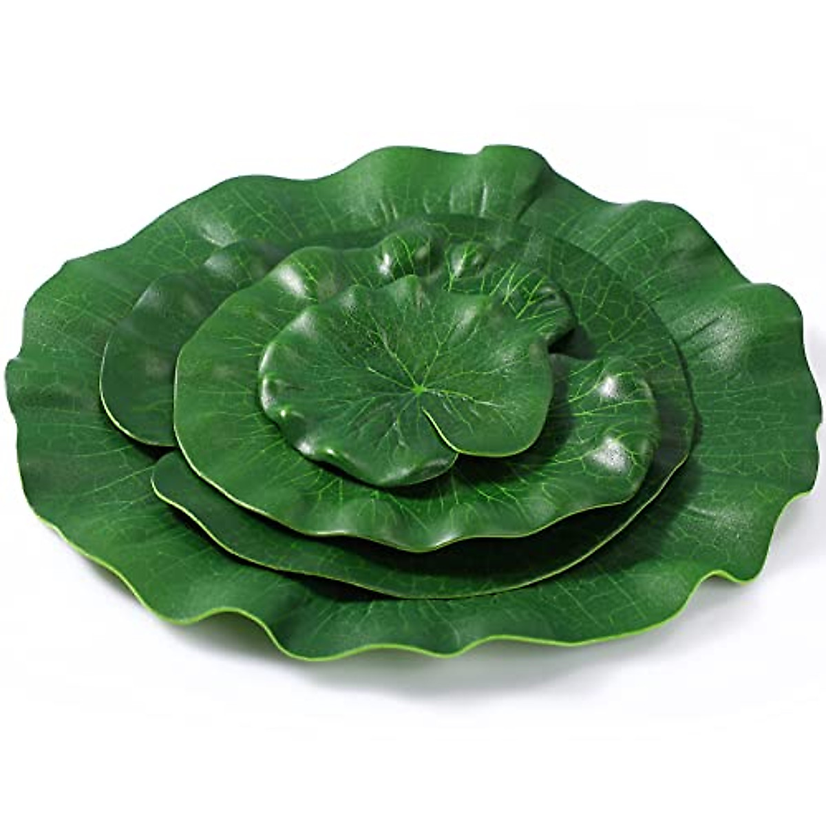 Jutom 24 Pieces 4 Sizes Artificial Floating Foam Lotus Leaves Water Lily Pads Ornaments Artificial Foliage Pond Decor for Patio Fish Pond Pool Aquarium Home Garden Wedding Party Decoration
