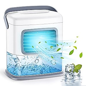 Portable 3 in 1 Air Cooling Cooler - Personal Mini Air Conditioner Fan w/12 H Timer, 500ML Water Tank, 2 Speeds, Adjustable Wind Direction, Low Noise, Ideal for Office Home Room Desk Bedroom Dorm