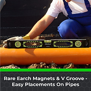 TOOLZILLA 24-inch Torpedo Level Magnetic Box - Professional Degree Measuring Tool, Spirit Level. Torpedo level for your DIY projects or construction sites.