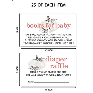 Yuansail Baby Shower Invitation Set, Fill In Invites Cards, Books for Baby, Diaper Raffle, Thank You, Pumpkin, Each Design 25 Cards & Envelopes (Total 100 Cards) – (bb004-taozhuang)