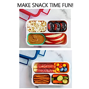 kinsho Snack Containers - Small Bento Lunch Box for Kids Girls Boys Toddlers | MINI Leakproof Boxes, Baby Bentobox for School Daycare Travel, Portion Containers, 2 pack, Red Navy Blue