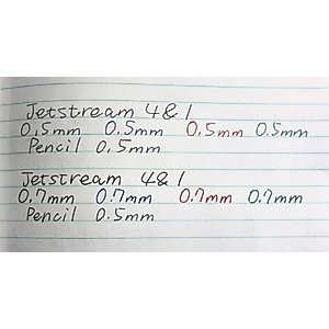 uni JETSTREAM 4&1 Red, Green, Blue, and Black 0.7mm Ballpoint Multi Pen + 0.5mm Mechanical Pencil + 4 SXR-80-07 Ink Refills (Red)