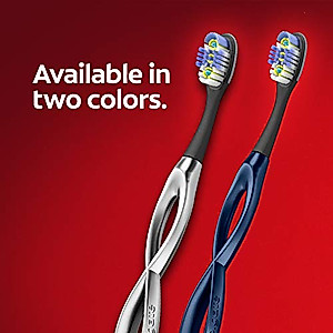 Colgate Keep Soft Manual Toothbrush for Adults with 2 Deep Clean Floss-Tip Brush Heads, Navy