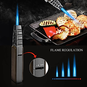 SAMNIU FireSaber Kitchen Solar Torch Butane Lighter, with safety lock, refillable & fits all gas tank, Adjustable Flame for Desserts, caramel pudding, grill, BBQ, Father's Day gift for men dad
