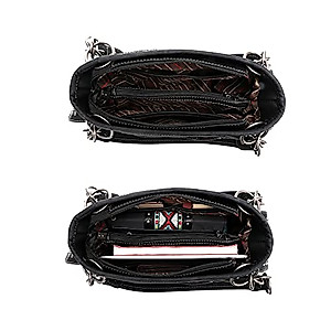 Montana West Boot Scroll Embroidered Collection Satchel for Women Western Shoulder Handbag with Wallet Set MW1110G-8085BK+W