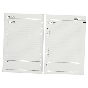 NUOBESTY 2pcs 2024 English Agenda Book inside Page A5 Pocket Notebook Pocket Notepad Daily Planner 2023-2024 Daily Planner 2024 Blank Notebook White Accessories Office Portable Paper