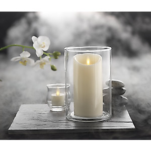 Liown Flameless Candle: Unscented Moving Flame Candle with Timer (4" White)