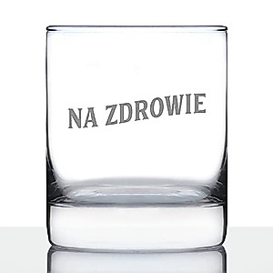 Na Zdrowie - Polish Cheers - Whiskey Rocks Glass - Cute Poland Themed Gifts or Party Decor for Women and Men - 10.25 Oz