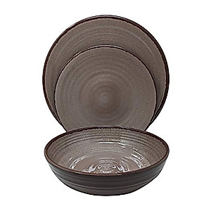 Gianna's Home 12 Piece Modern Melamine Heavyweight Plastic Dinnerware Set (Brown)