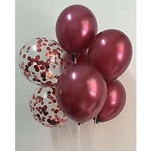 Burgundy Balloons Confetti Balloons Red for Wedding Bridal Shower Birthday Women Party Anniversary Valentines Day Decorations