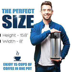 85 oz (2.5L) Coffee Carafe with Pump, Insulated Stainless Steel Coffee Dispenser, Coffee Carafes for Keeping Hot/Cold, Hot Beverage Dispenser for Party