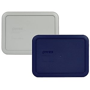 Pyrex 7210-PC 3-Cup (1) Grey & (1) Blue Food Storage Plastic Lids