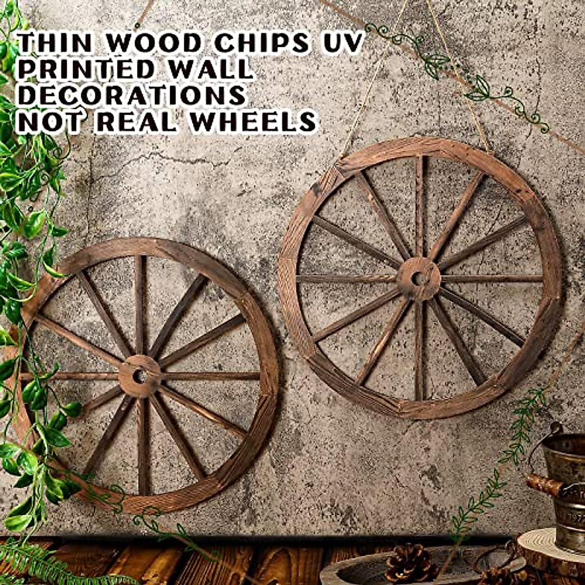 Vintage Wooden Wagon Wheel Decor - 2 Pcs for Any Space