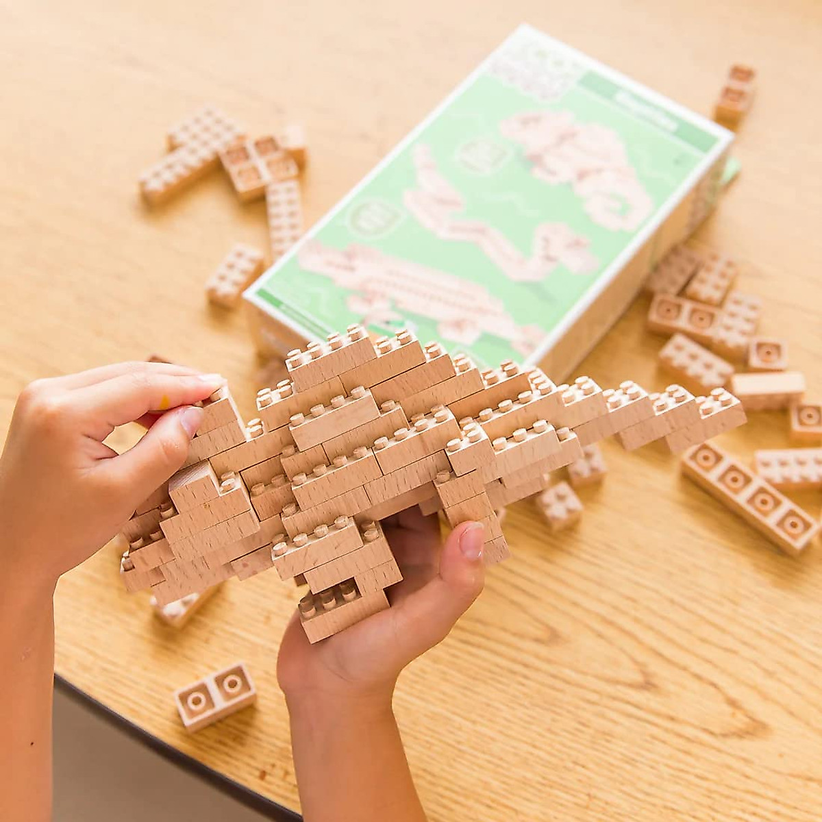 Eco-Bricks 3 in 1 Builds Reptiles - Earth-Friendly Kids Building Blocks - Create 3 Different Reptiles - Chameleon, Snake, Alligator