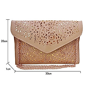 Mily Glitter Sequins Envelop Clutch Tote Shoulder Bag Handbag, Beige, One Size
