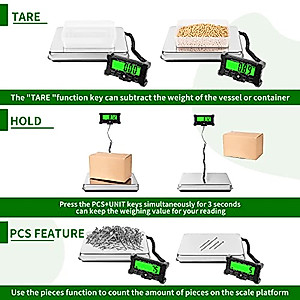 Shipping Scale, 264lbs Shipping Postal Scale with 10g High Precision, Postal Scale with Tare/Hold/Count, Stainless Steel Large Platform, Backlit LCD Display, Battery & USB Power Supply Included