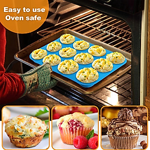 Sidosir 3PCS Silicone Muffin Pans for Baking, Non-stick Silicone Cupcake Molds for Baking, 12 Cups Muffin Pan for Freezing Eggs, Brownie