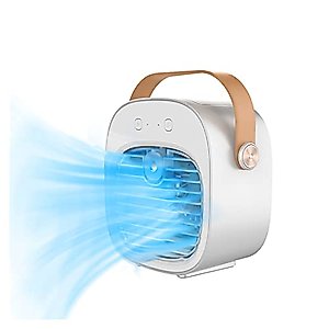 Portable Air Conditioner，10000mAh Mini Air Cooler Conditioner Fan，USB Personal Air Cooler With Humidifier，3 Speed Silent for Desktop，Office，Room，Bedroom，Travel，Car，Indoor & Outdoor activities.(White)