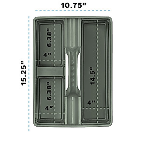 Alpine Industries 3-Compartment Plastic Cleaning Caddy – Commercial Quality Plastic Tool Organizer w/Handle for Cleaning Bathroom Floors & Windows (Small), Grey